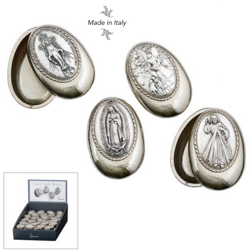 Roman Giftware - 4.5cm/1.75" Saint Rosary Boxes (4AT, PK48)