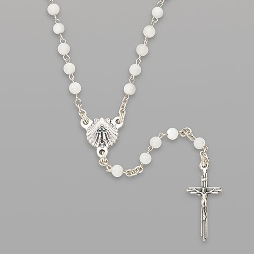 Roman Giftware - 32.5cm/12.75" White Mother of Pearl Baptism Rosary