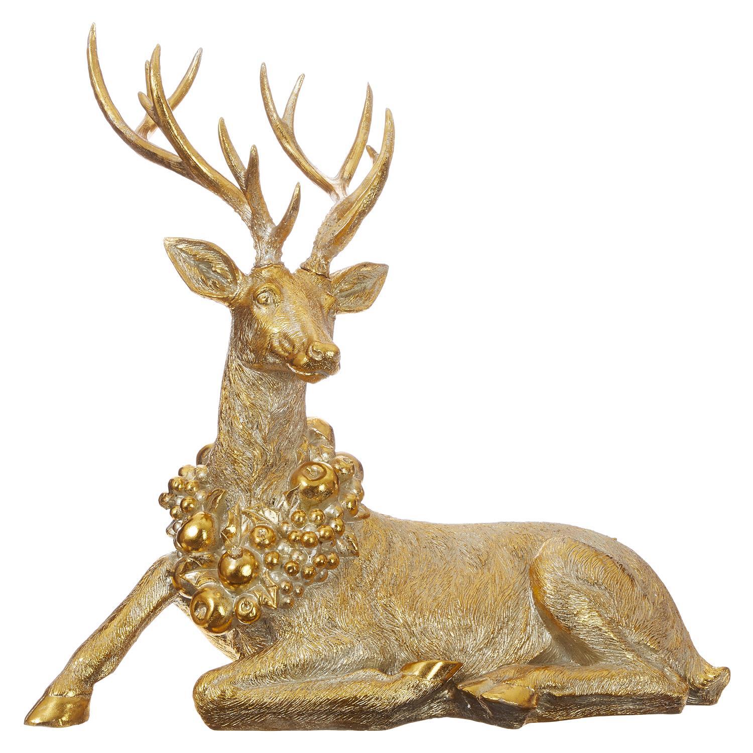 RAZ Deck The Halls - 72.4cm/28.5" Laying Deer With Wreath - RAZ Imports
