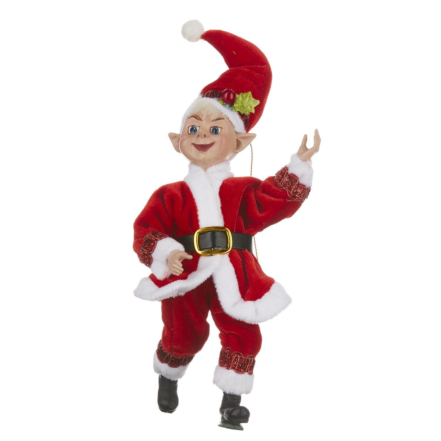 RAZ Peppermint Twist - 18cm/7" Red Posable Elf - RAZ Imports