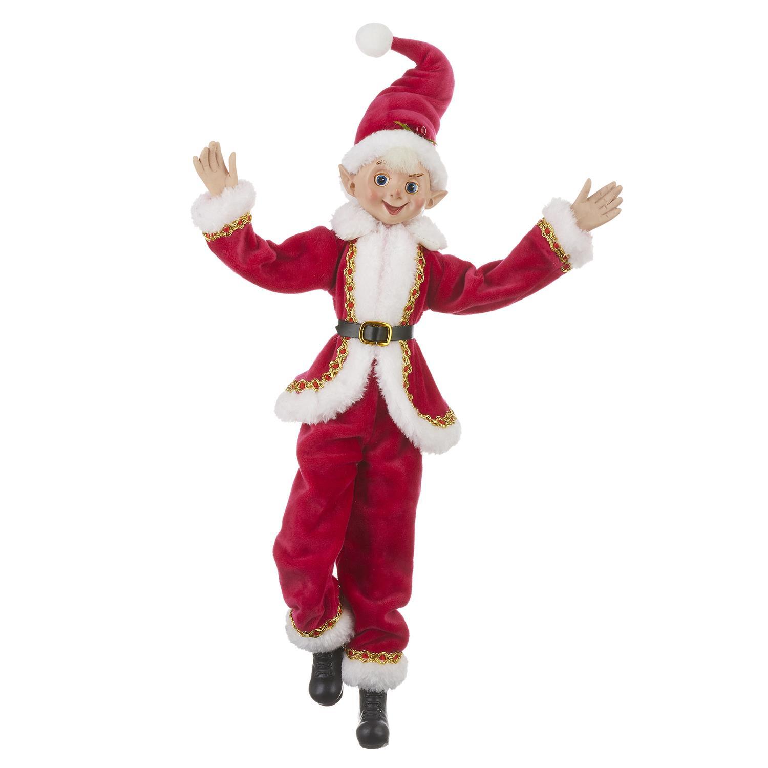 RAZ Holly Jolly Holiday - 40cm/16" Pink Posable Elf - RAZ Imports