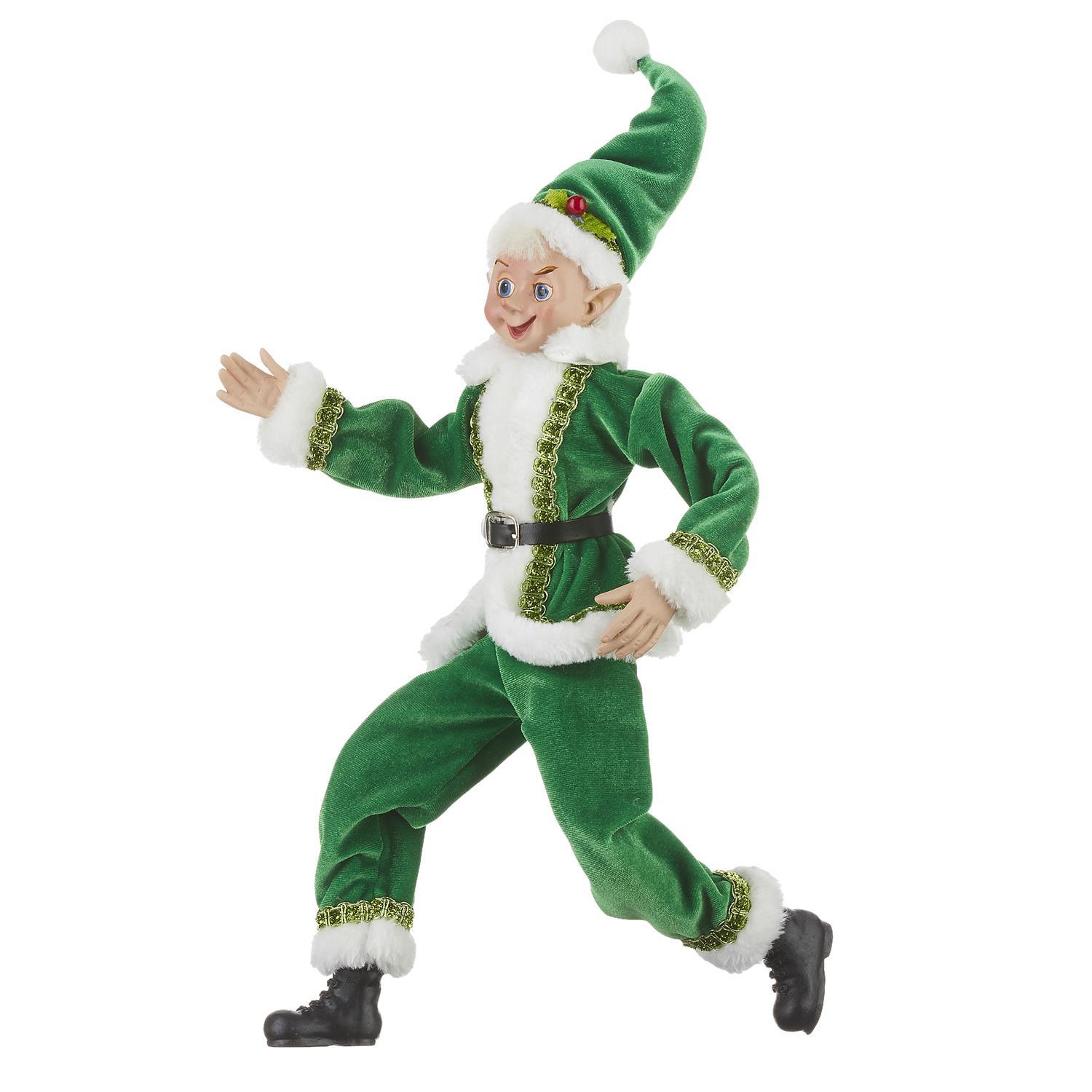 RAZ Charming Holiday - 40cm/16" Green Posable Elf - RAZ Imports
