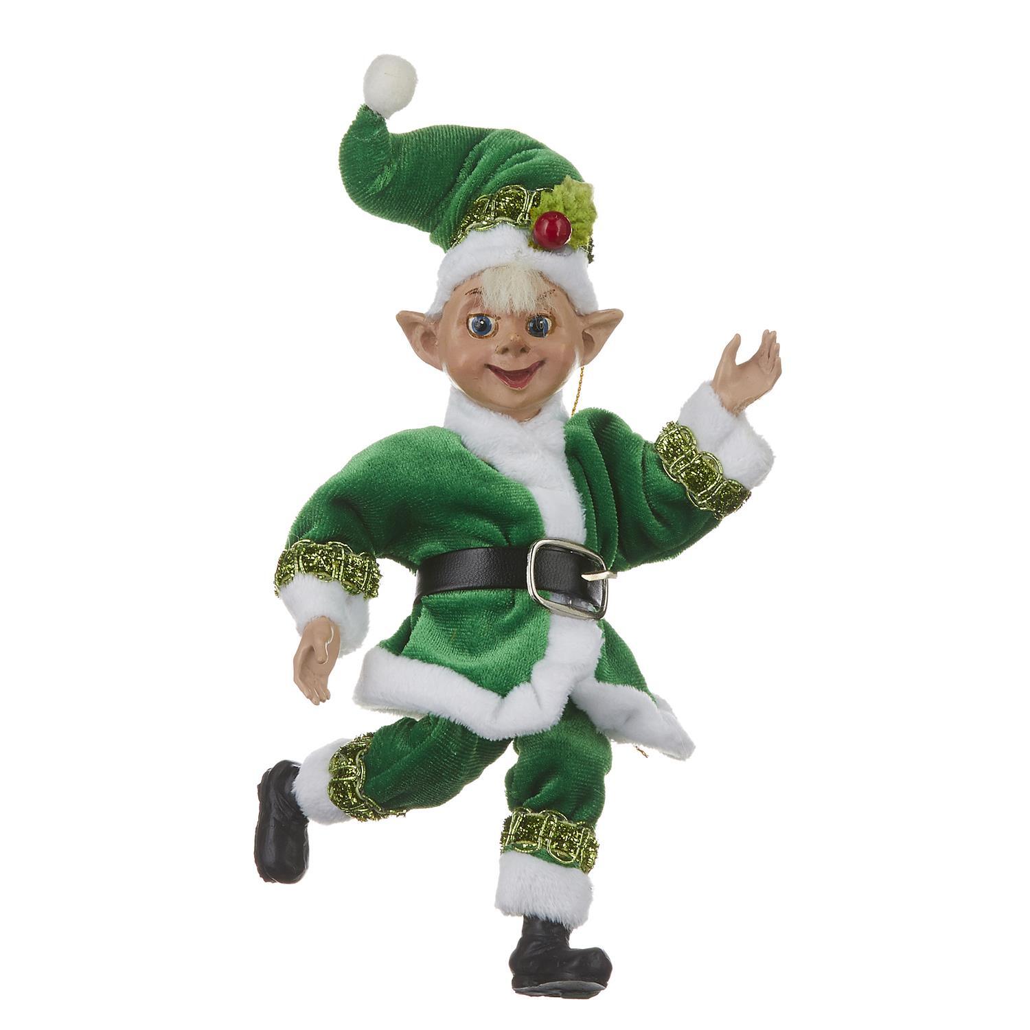RAZ Treasured Moments - 18cm/7" Green Posable Elf - RAZ Imports