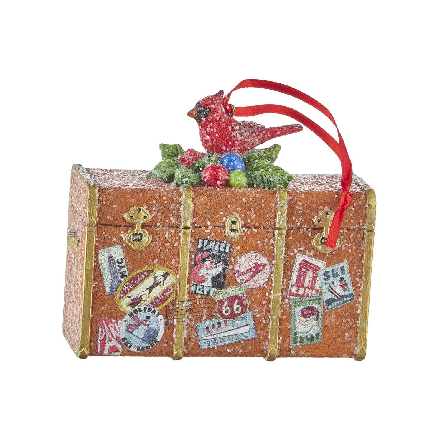 RAZ Treasured Moments - 9cm/3.5" Luggage With Cardinal HO - RAZ Imports