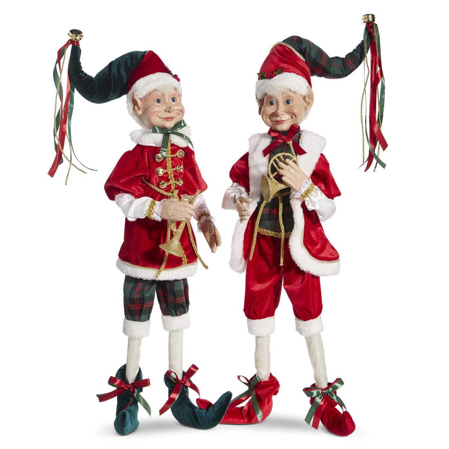 RAZ Christmas Traditions - 76cm/30" Plaid Red and Green Posable Elf ...
