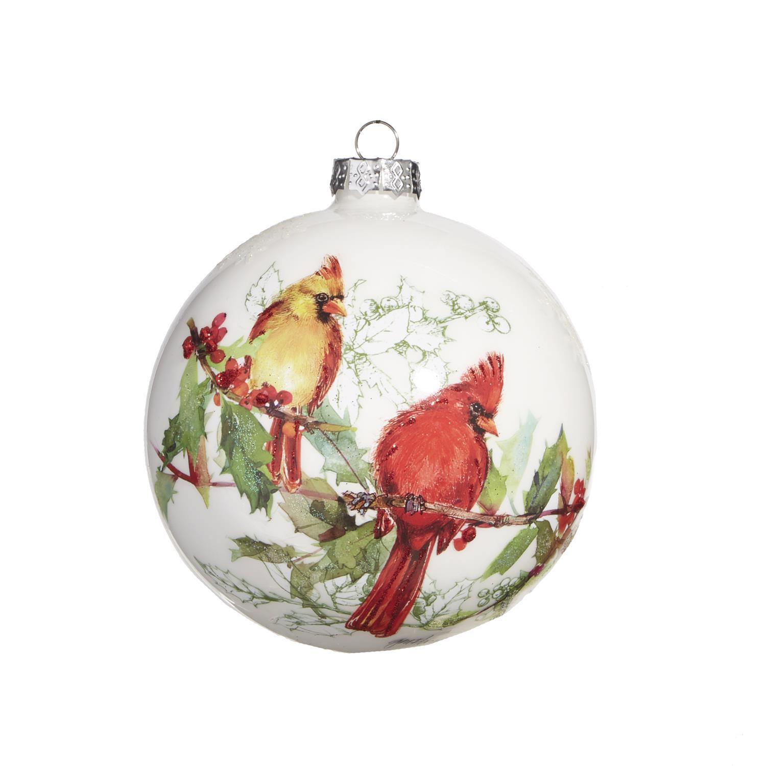RAZ Christmas In The Garden - 12.5cm/5" Cardinal Couple Ball HO - RAZ ...