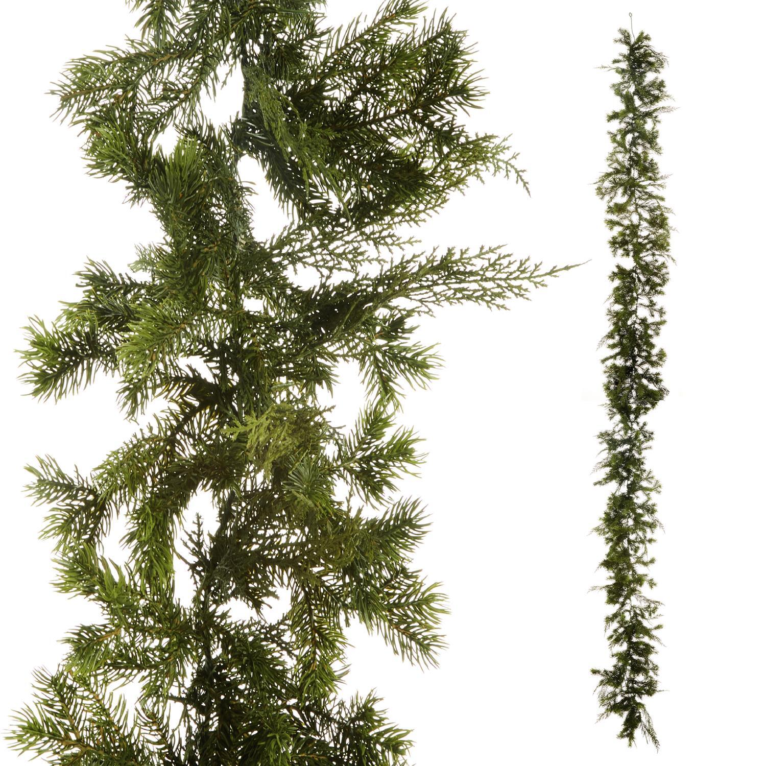 RAZ Christmas Trees - 2.7m/9' Green Mixed Cedar and Pine Garland - RAZ ...