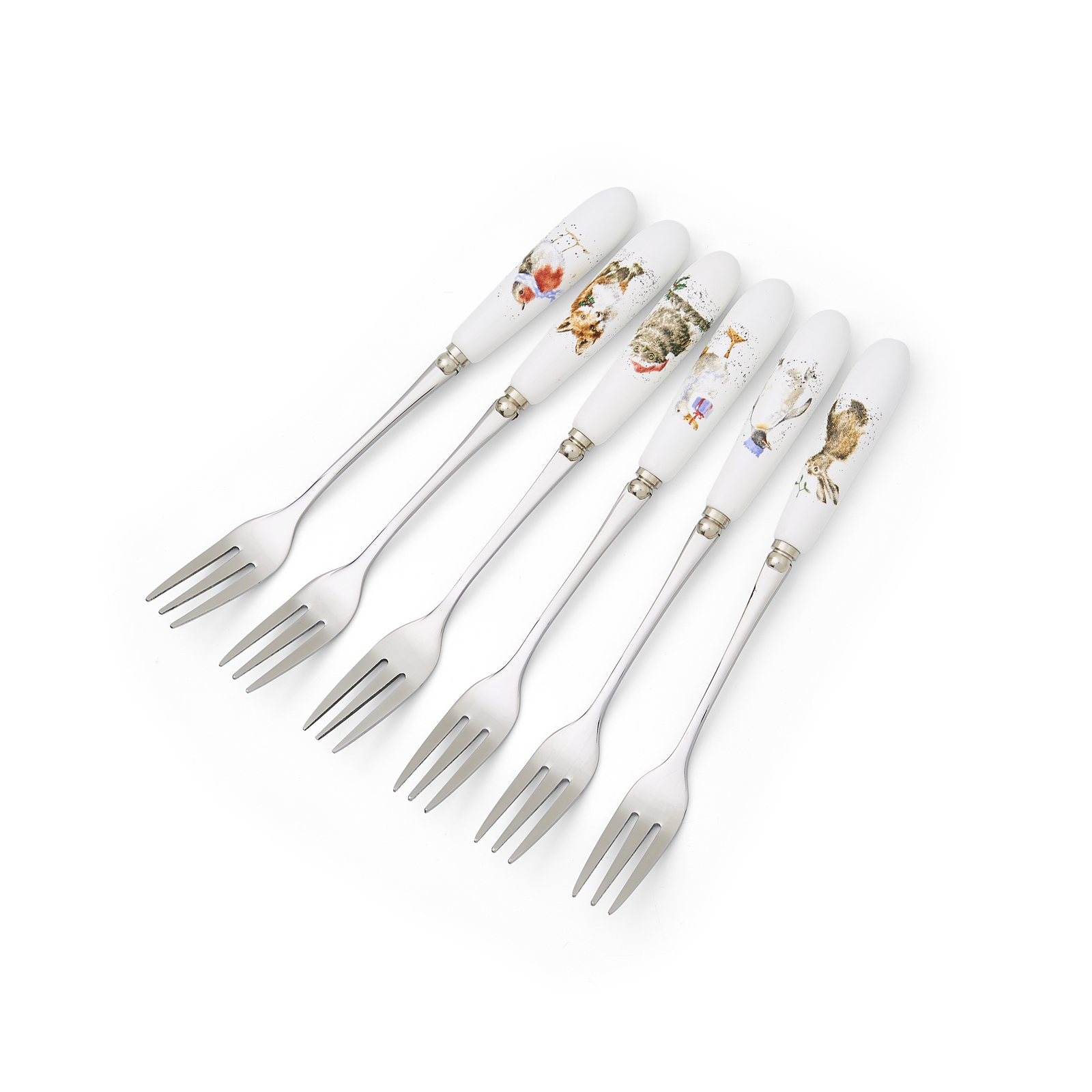 15cm/6" Christmas Pastry Forks (Set of 6 Assorted Motifs) from Wrendale ...