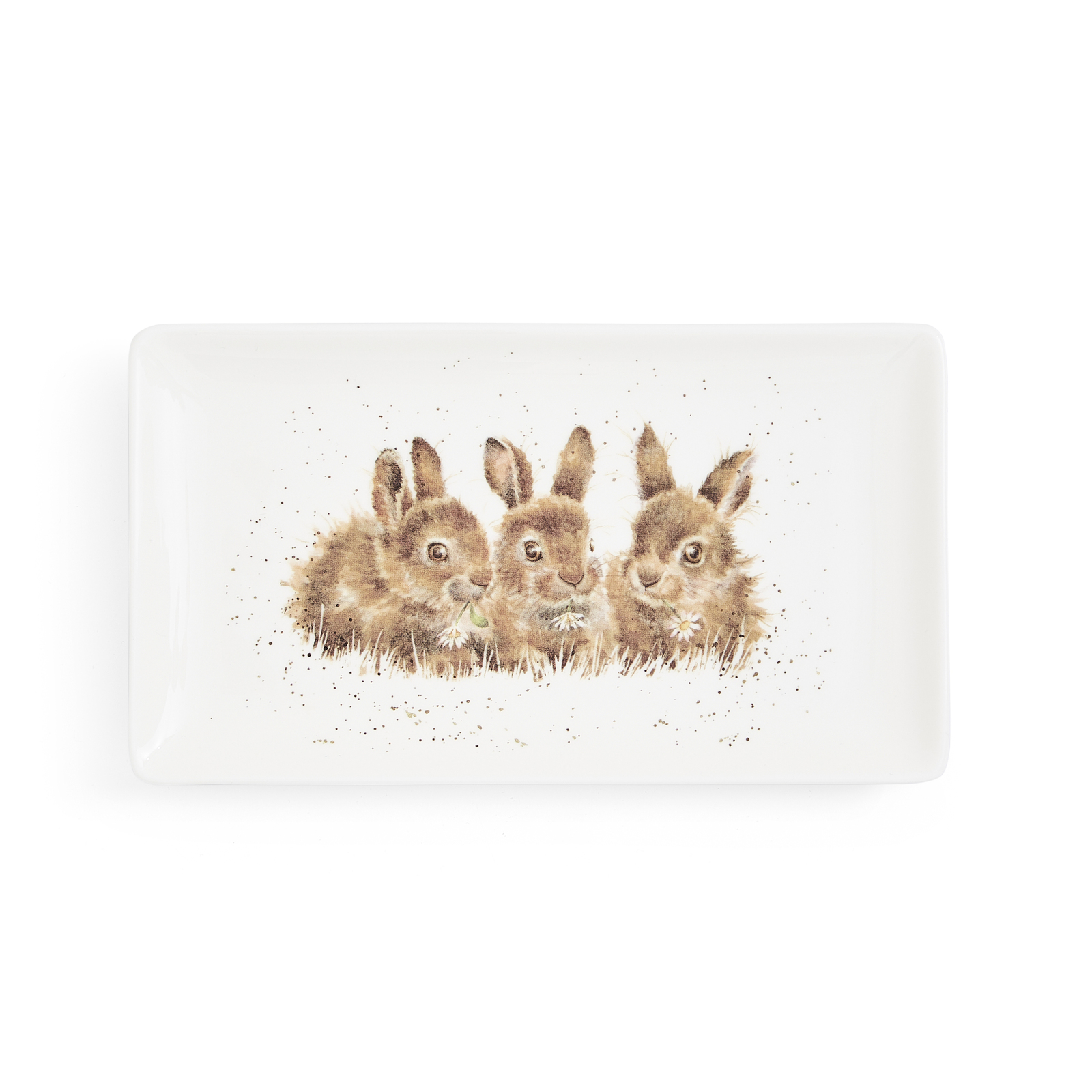 20cm/8" L Daisy Chain Rabbits Rectangular Tray from Wrendale Designs by ...