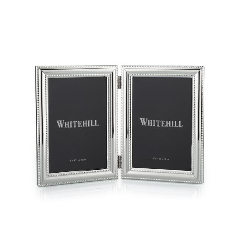 Whitehill Studio - Silver Plated Beaded Double Photo Frame 10cm x 15cm ...