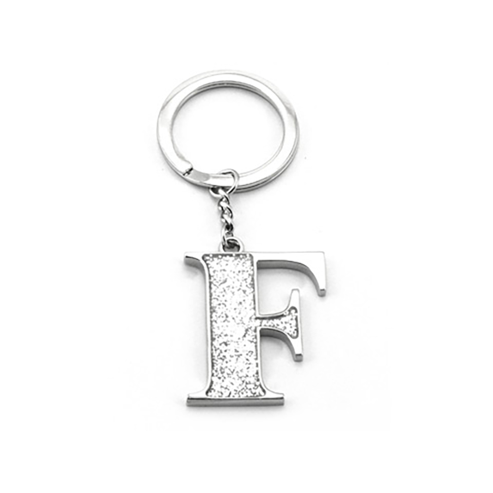 Whitehill Keyrings - Faux Silver Glitter Keyring "F" - Whitehill Silver