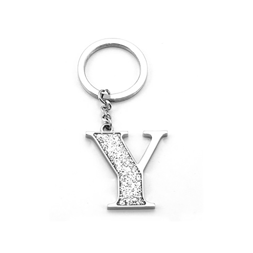 Whitehill Keyrings - Faux Silver Glitter Keyring "Y" - Whitehill Silver