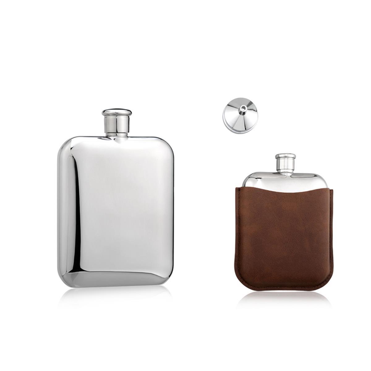 Whitehill Giftware - 170ml Hip Flask With Funnel - Whitehill Silver