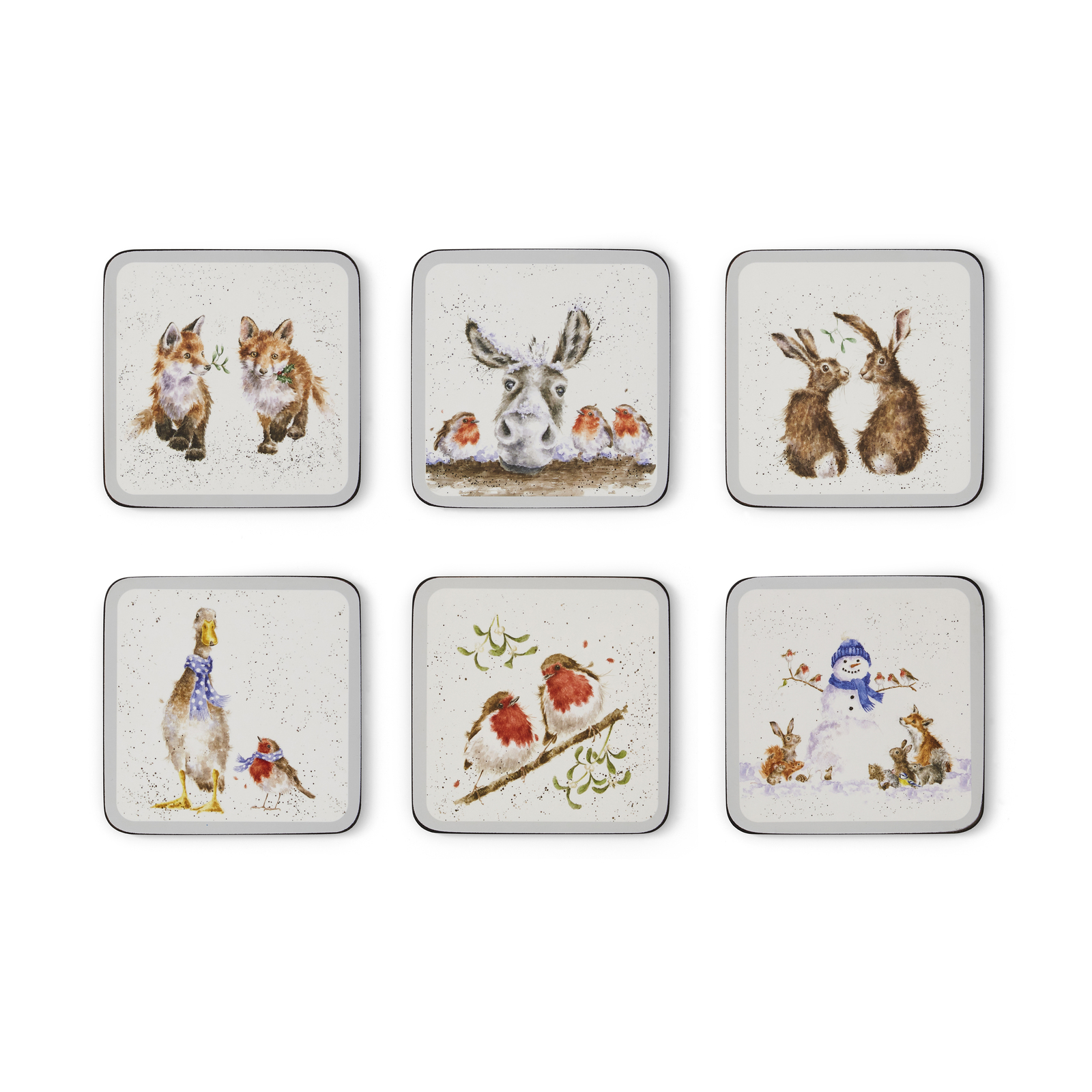 10.5cm/4" Christmas Woodland Animals Coasters (Set of 6) from Wrendale ...